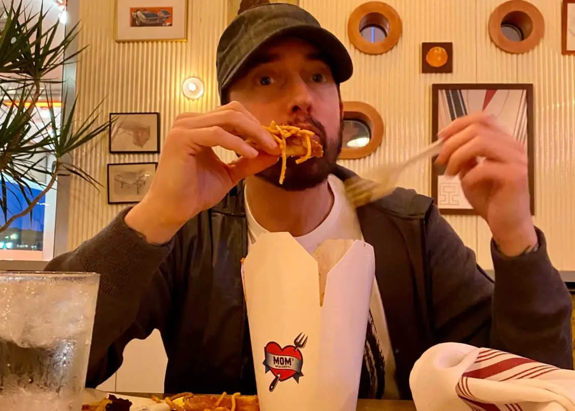 Eminem Enjoys Meat Sauce At His Mom's Spaghetti Restaurant