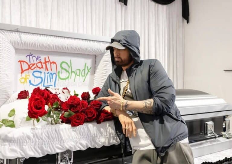 Eminem Surprise Fans At "Slim Shady" Funeral Pop-Up In London